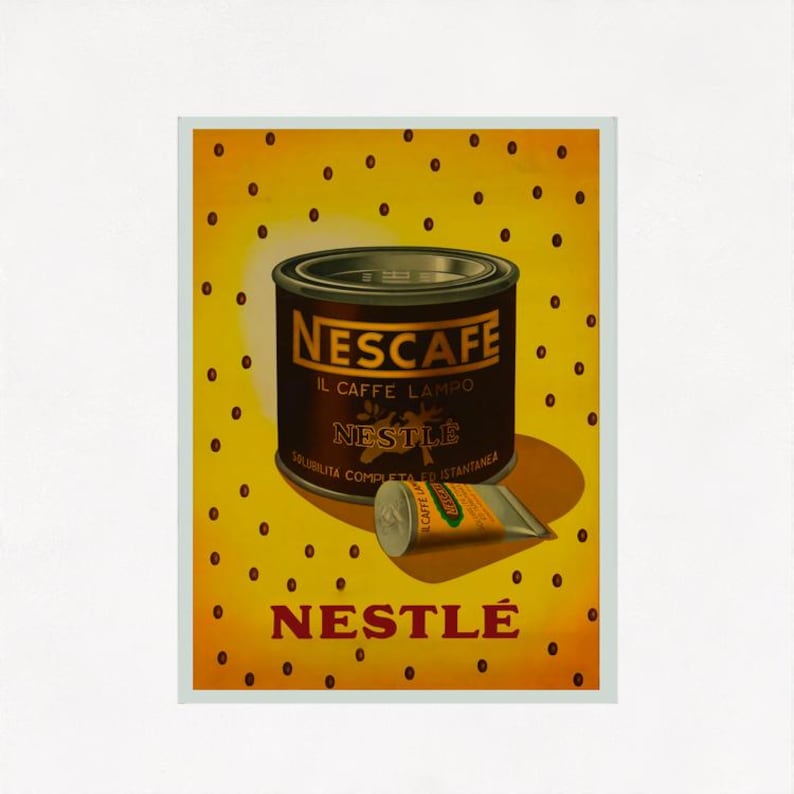 Vintage Coffee Poster, Nescafe Vintage Italian Drink Poster, Kitchen ...