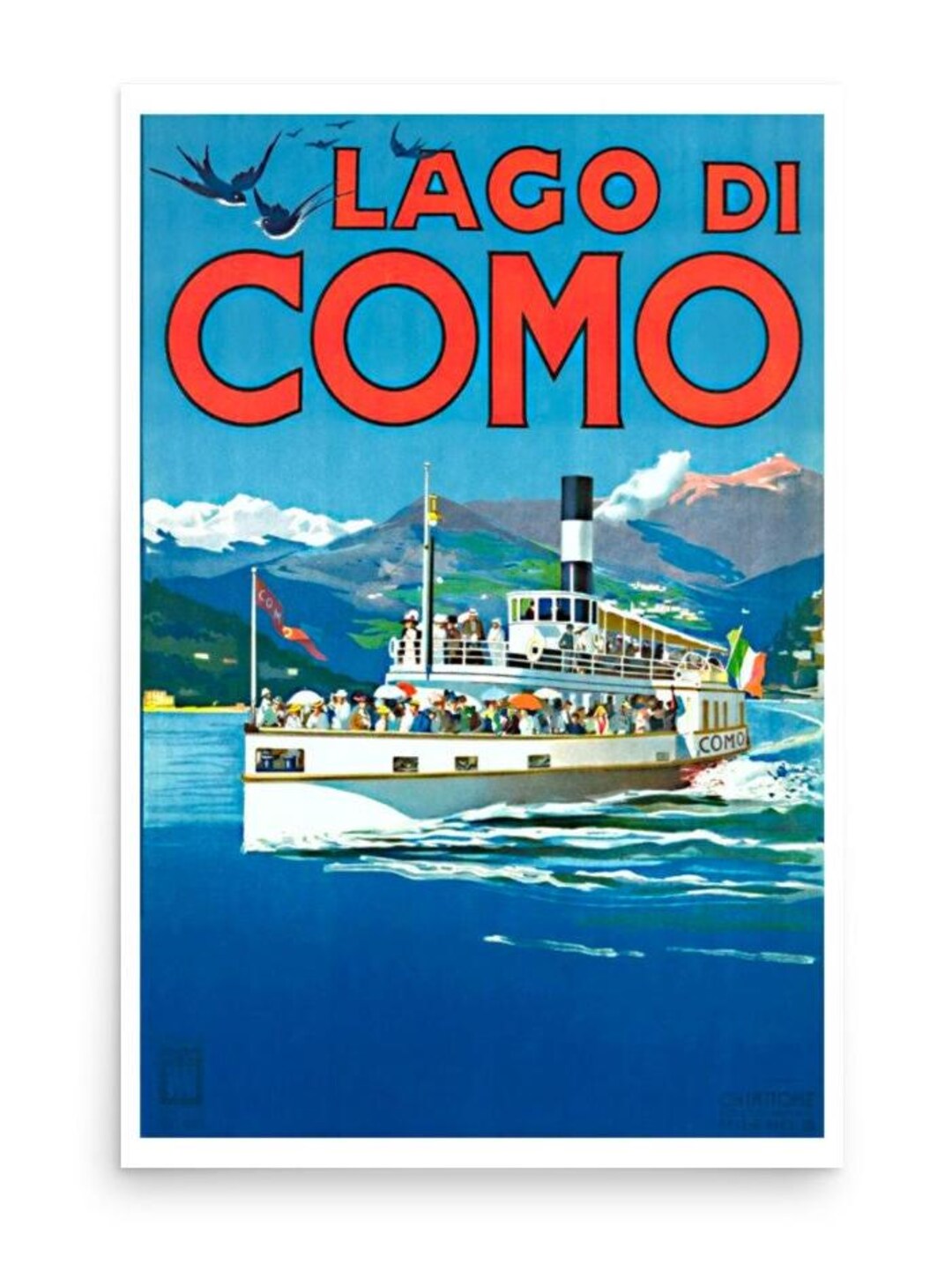 Lake Como, Lago Di Como, Vintage Travel Print, Vintage World Travel ...