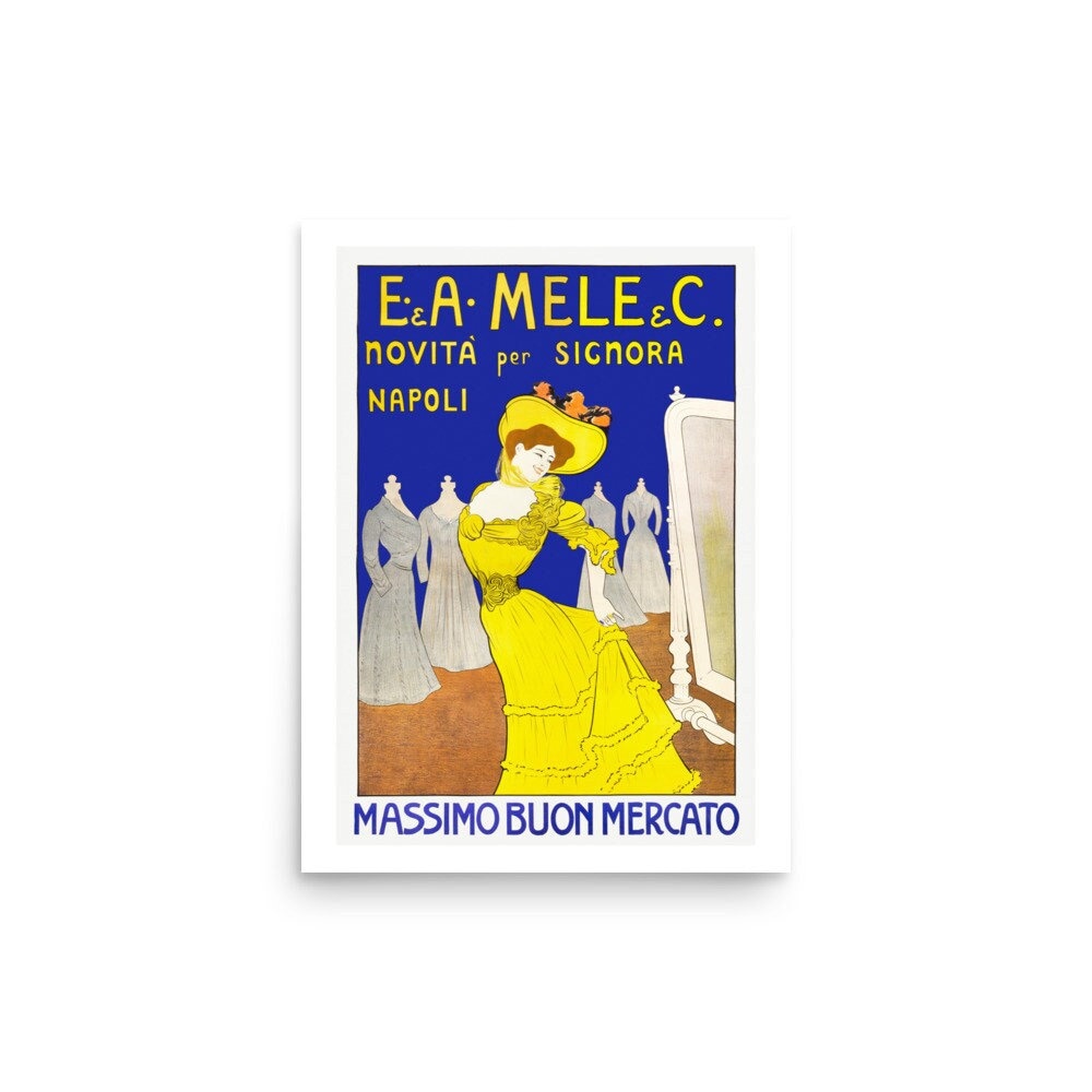 Vintage Italian Advertising Poster, Napoli Fashion Ad Print, Naples ...
