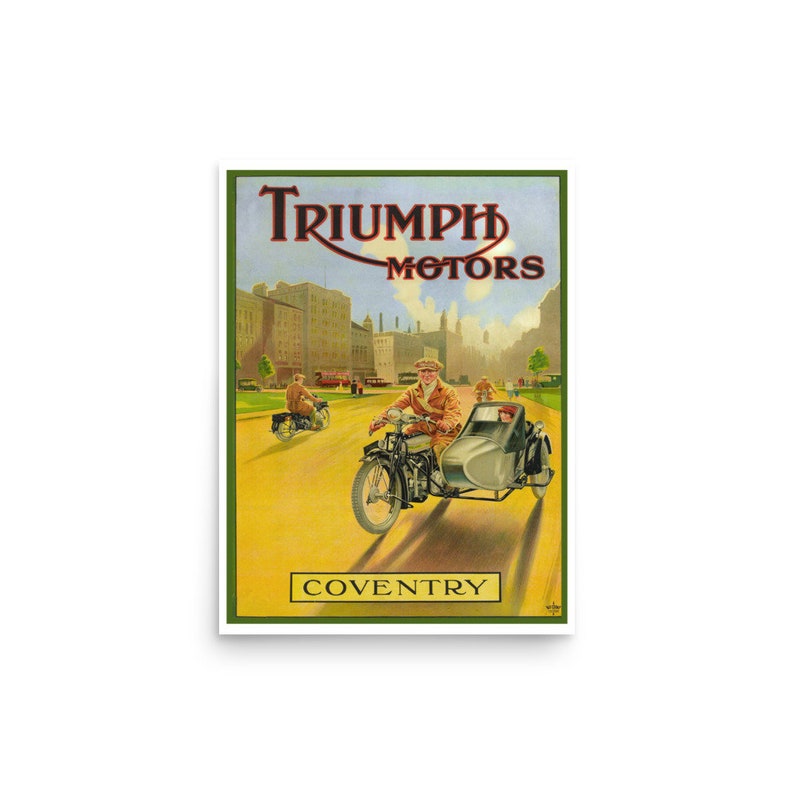 Vintage Triumph Motors Poster, Triumph Coventry Motorcycle Print, Pre ...