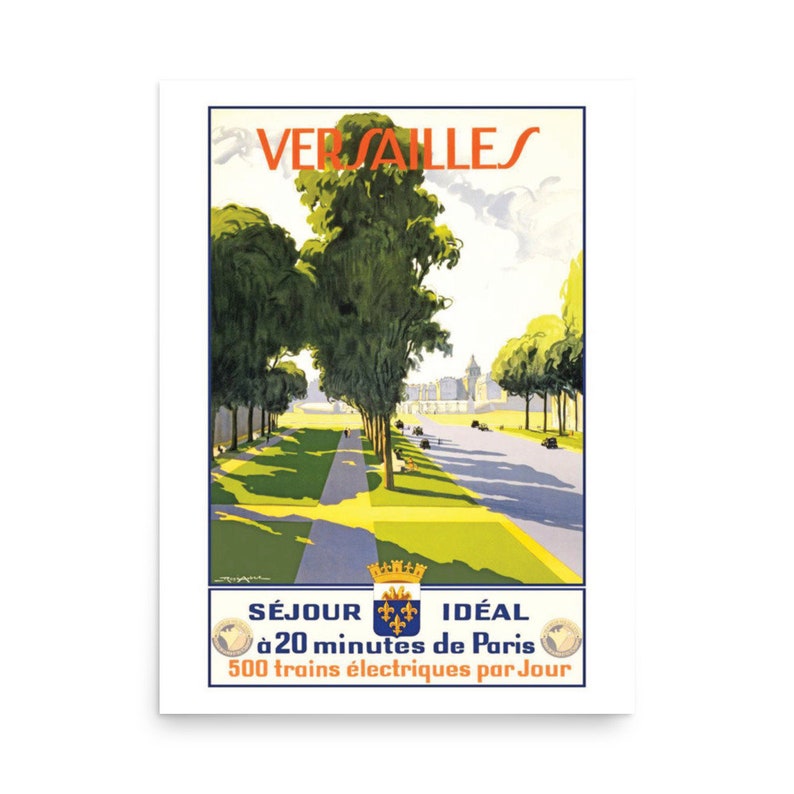 Vintage French Travel Poster, Versailles, Old World Travel Poster Print ...