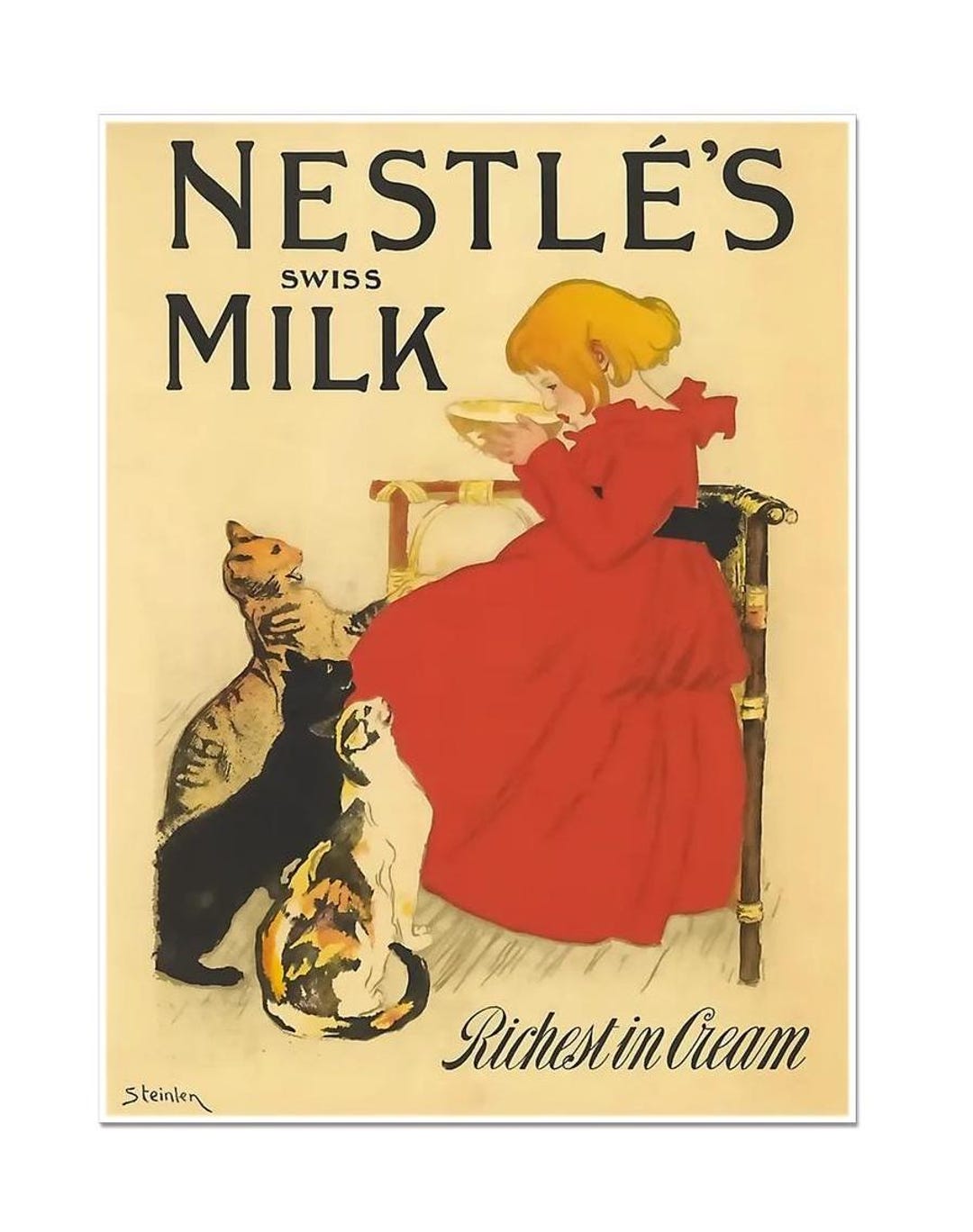 Vintage Milk Poster Print Vintage Food & Drink Ad, Milk Poster Retro ...