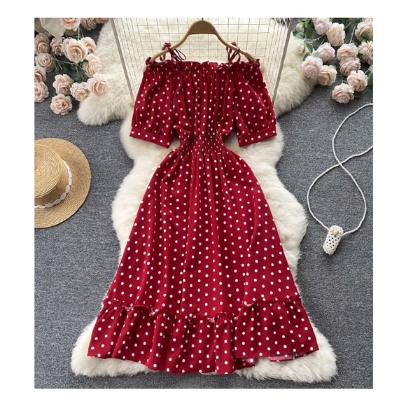 Shop Red Polka Dot Dress Online - Etsy