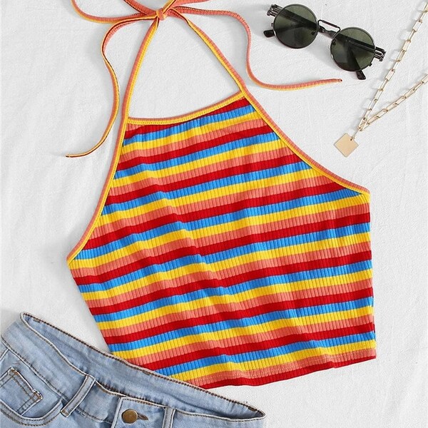 Rainbow Halter - Etsy