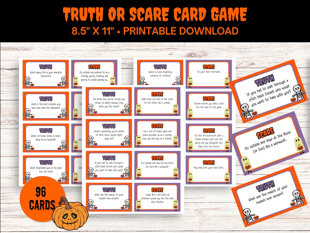 Halloween Truth or Scare Game: Printable Cards for Kids & Teens (PDF ...
