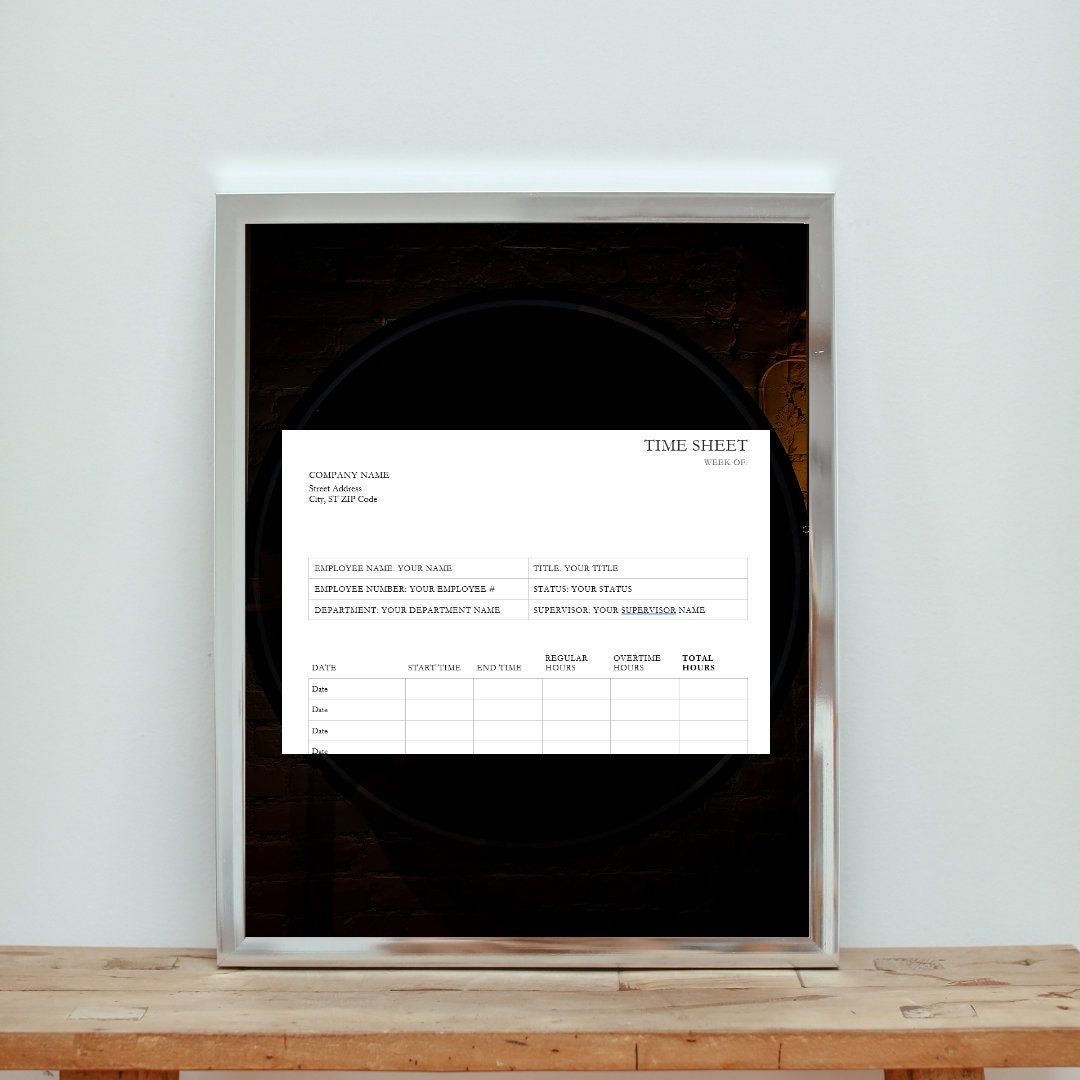 Printable Time Sheet | Weekly Timesheet | Editable Digital Template ...