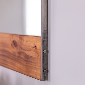 Farmhouse Rustic Industrial Mirror With Hardwood and Steel Frame. - Etsy
