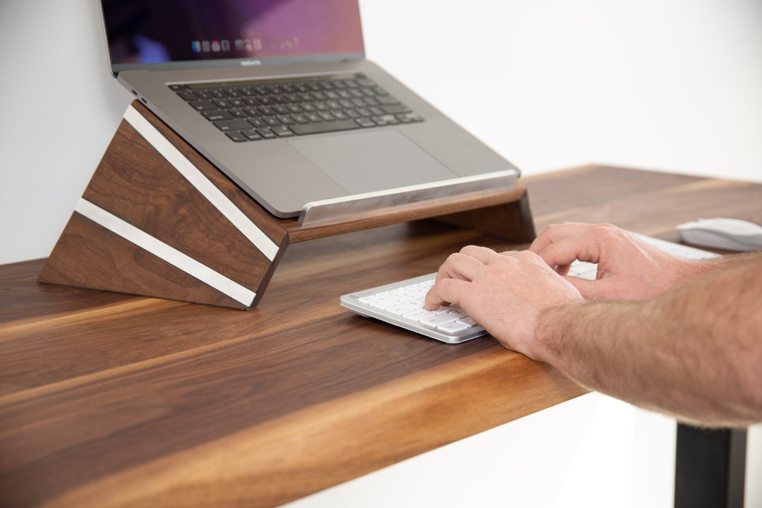 MacBook Computer Stand, Hand Crafted Woodworking Gift, Modern Style ...