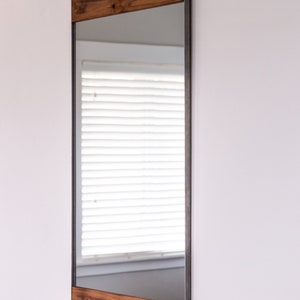 Farmhouse Rustic Industrial Mirror With Hardwood and Steel Frame. - Etsy