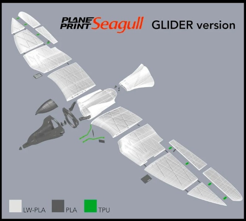 Plane Print Seagull Glider Kit 1500mm - Etsy