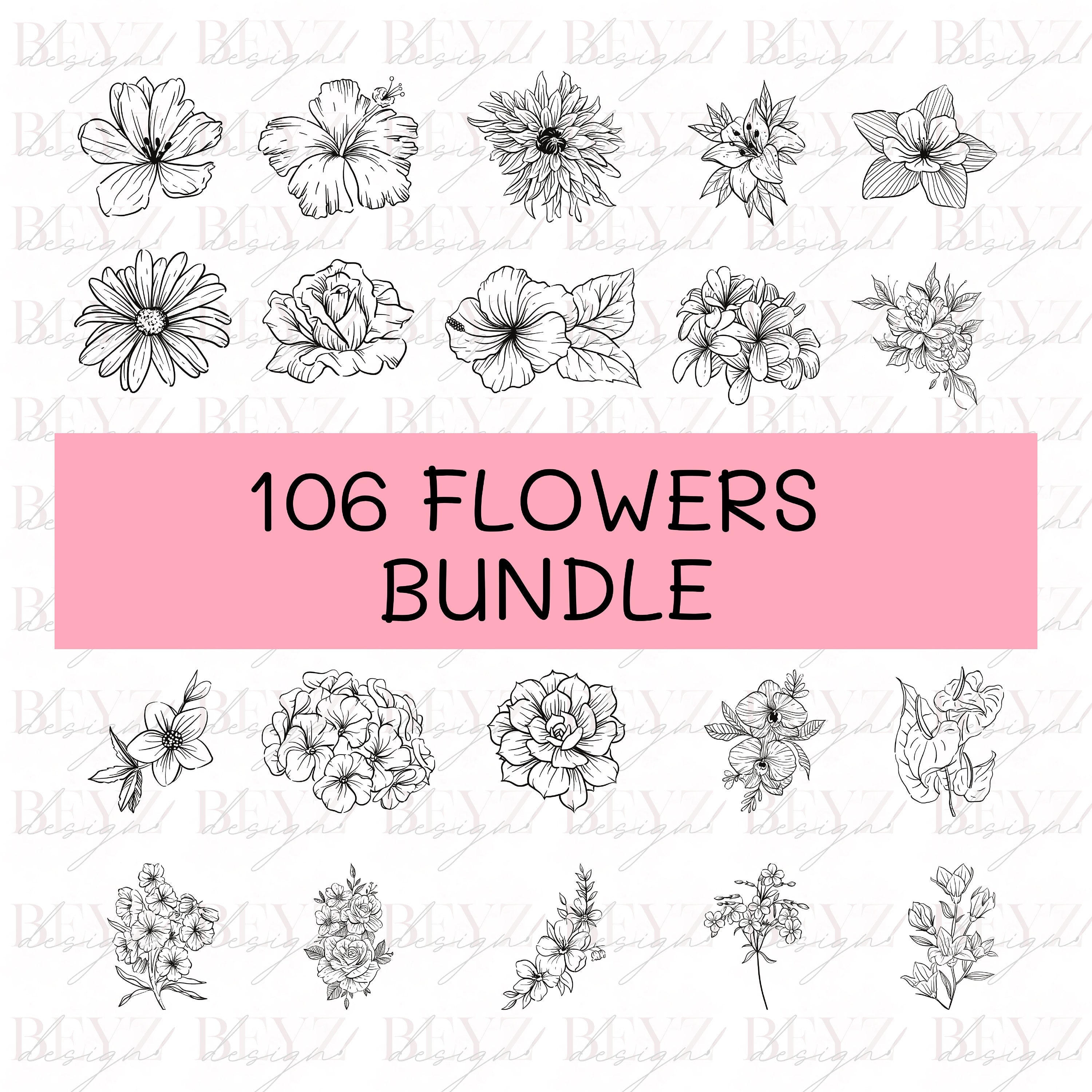 Flower Svg, Flower Bundle Svg, Wildflower Svg, Flowers and Leaves ...