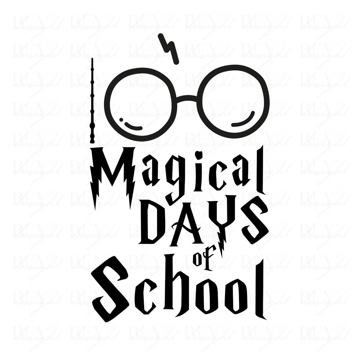 100 Magical Days of School, PNG Cut File, Hand Drawn, Cricut ...
