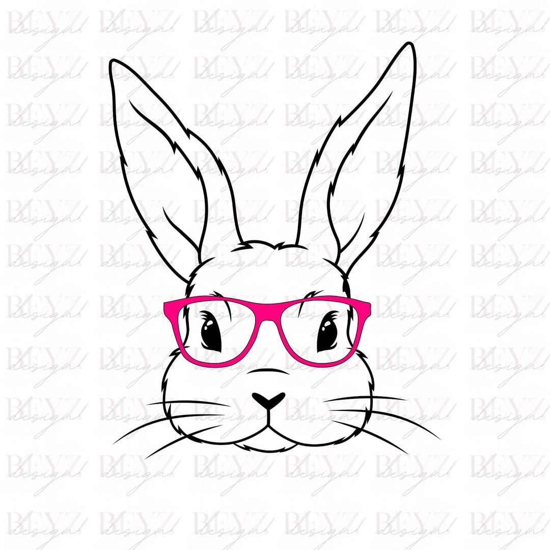 Easter Bunny With Glasses, Bunny With Glasses, Bunny With Glasses Svg ...