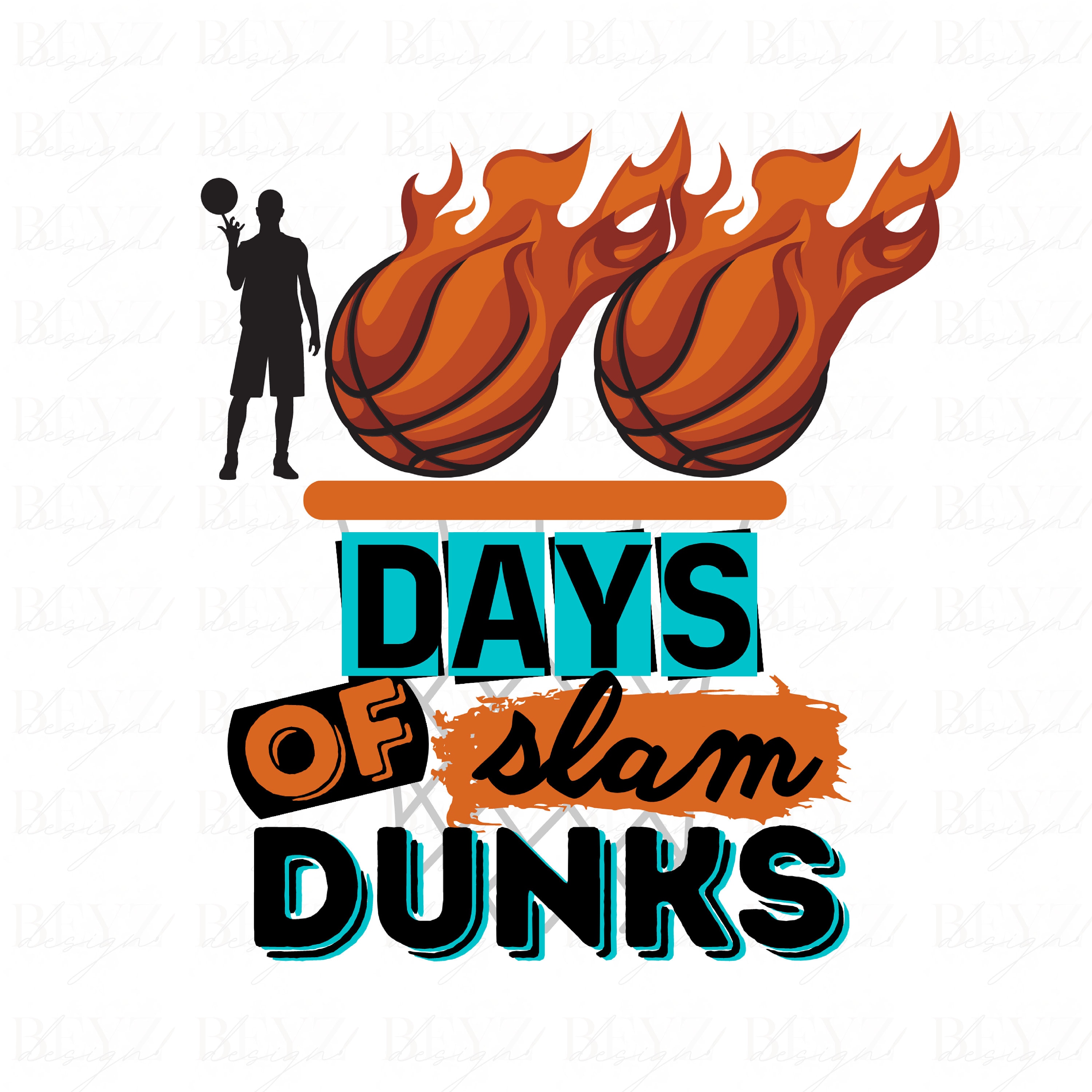 100 Days of Slam Dunks PNG, Sublimation Design, Instant Download, 100 ...