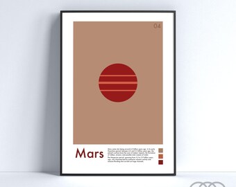Mars Print Planets Printable Bauhaus Digital Download Solar System Art ...