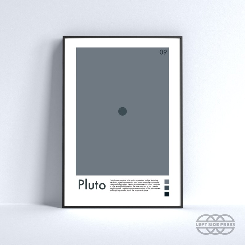 Pluto Modern Minimalist Art Poster | Digital Download | Bauhaus Space ...