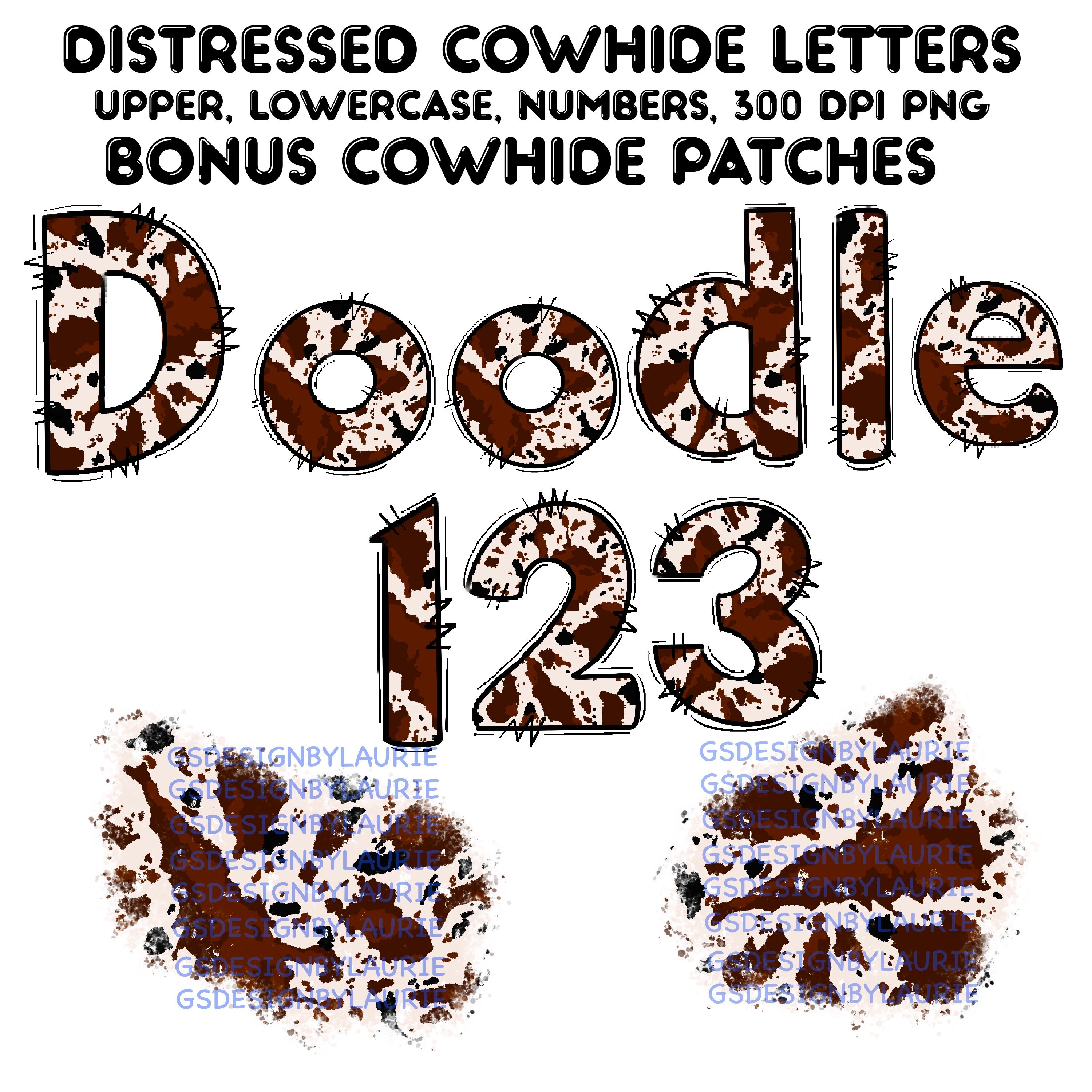 Cowhide Doodle Font, Cow Print Doodle Font Png, Doodle Letters, Cow ...