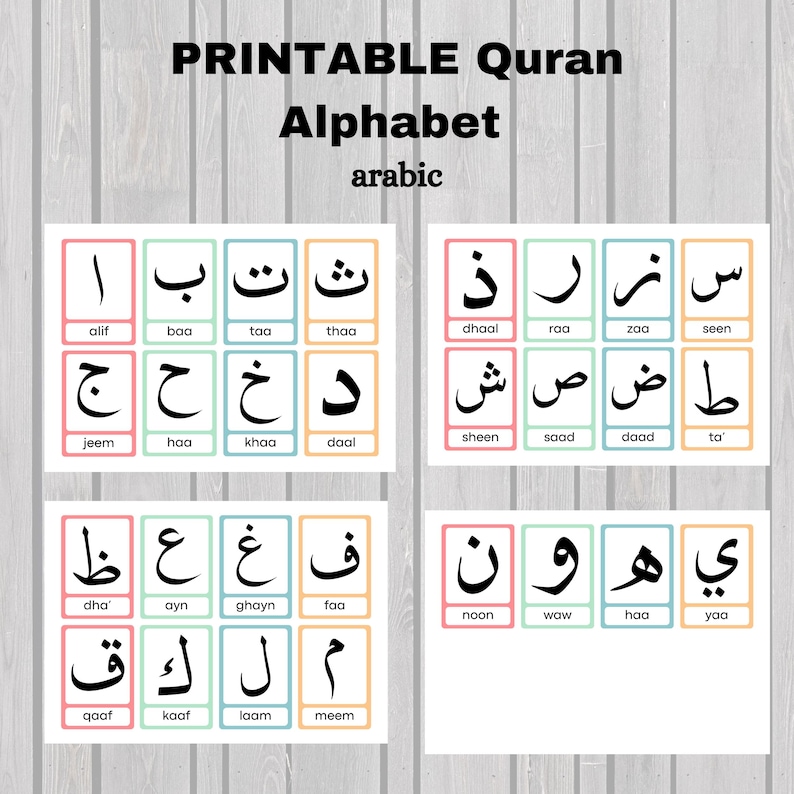 Printable Quran Alphabets- Arabic Alphabets - Etsy