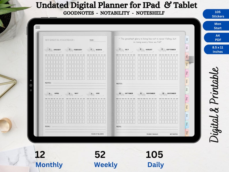 Canva Planner Template, Canva DIGITAL Planner TEMPLATE, Digital Planner ...