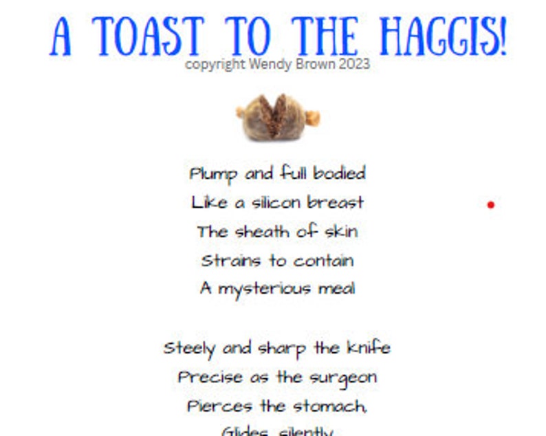 Poem, Poetry, Haggis, Scottish Theme, Rabbie Burns, Burns Supper, Toast ...