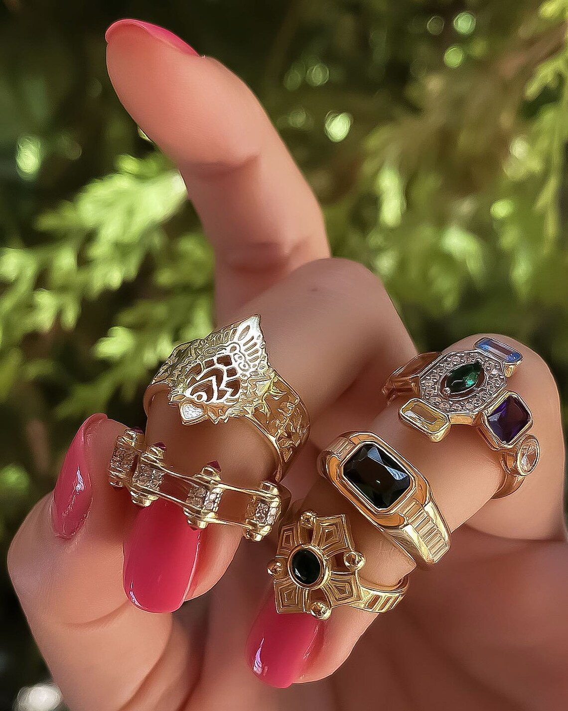 Cate Color Mix Statement Ring 925 Solid Sterling Silver Gold Plated ...