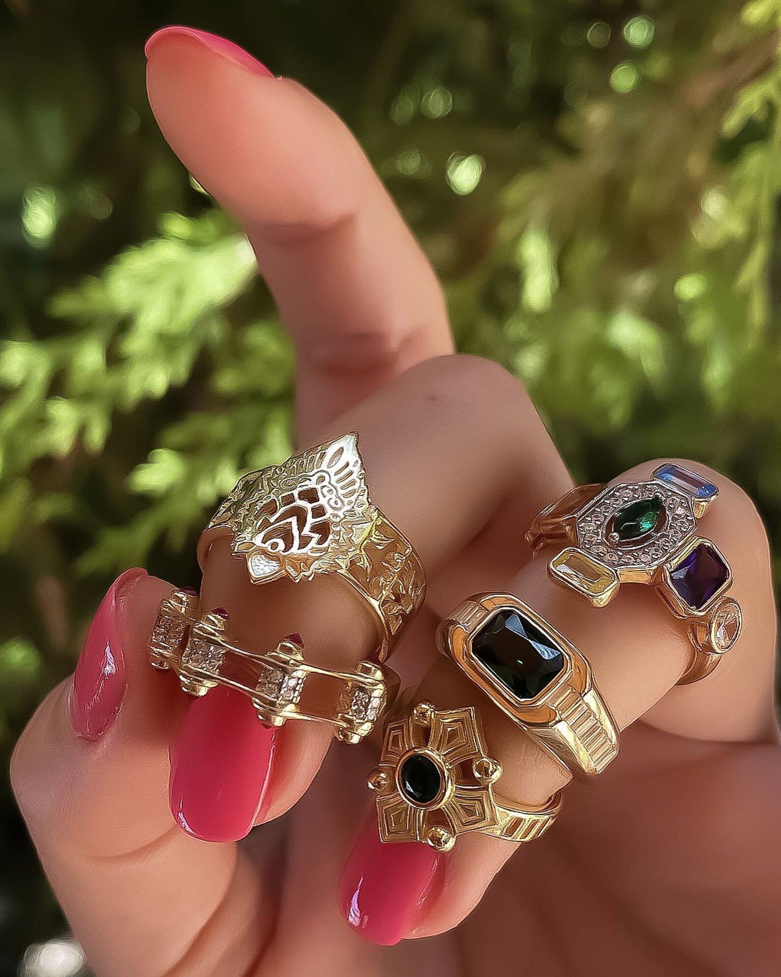 Cate Color Mix Statement Ring 925 Solid Sterling Silver Gold Plated ...