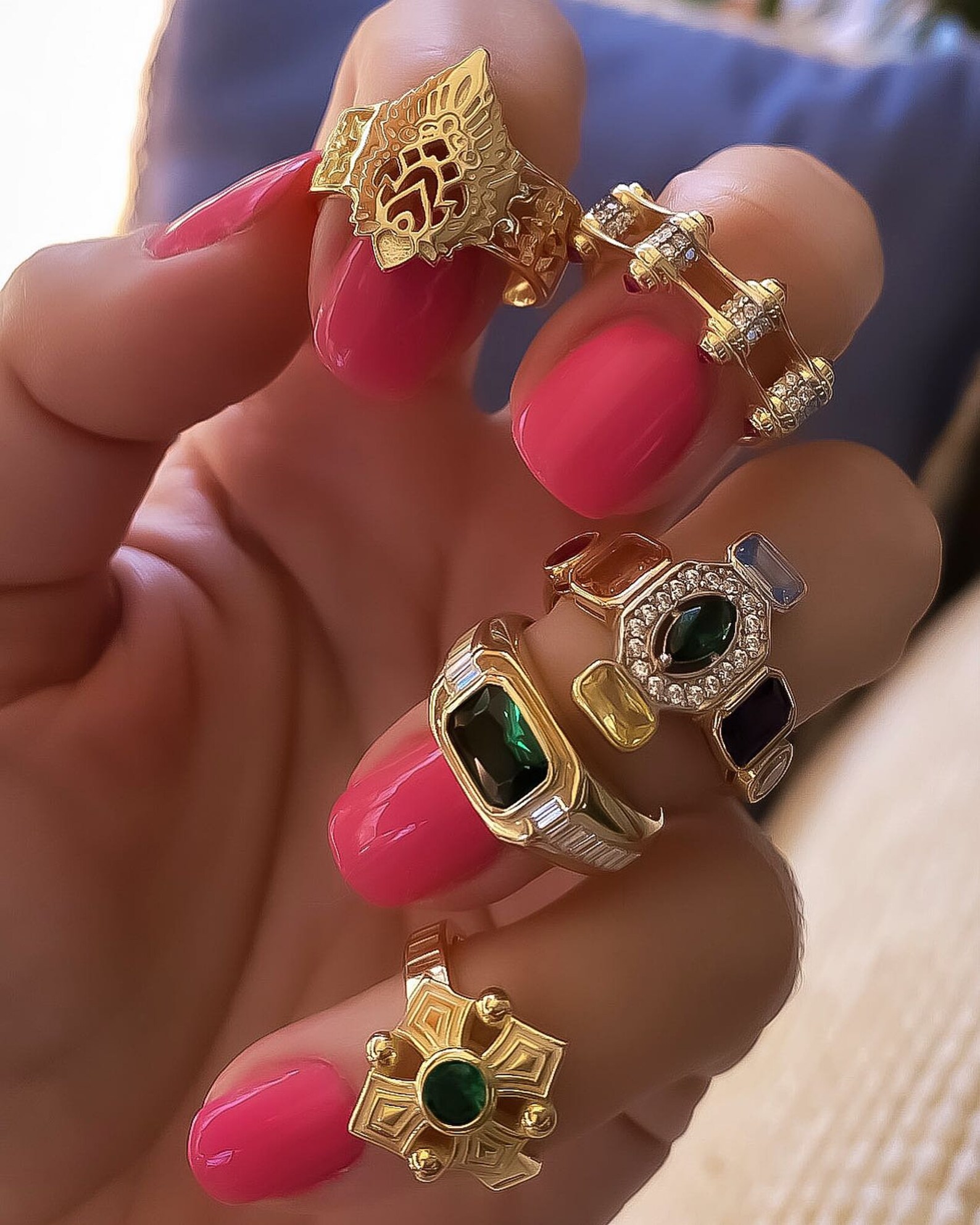 Cate Color Mix Statement Ring 925 Solid Sterling Silver Gold Plated ...