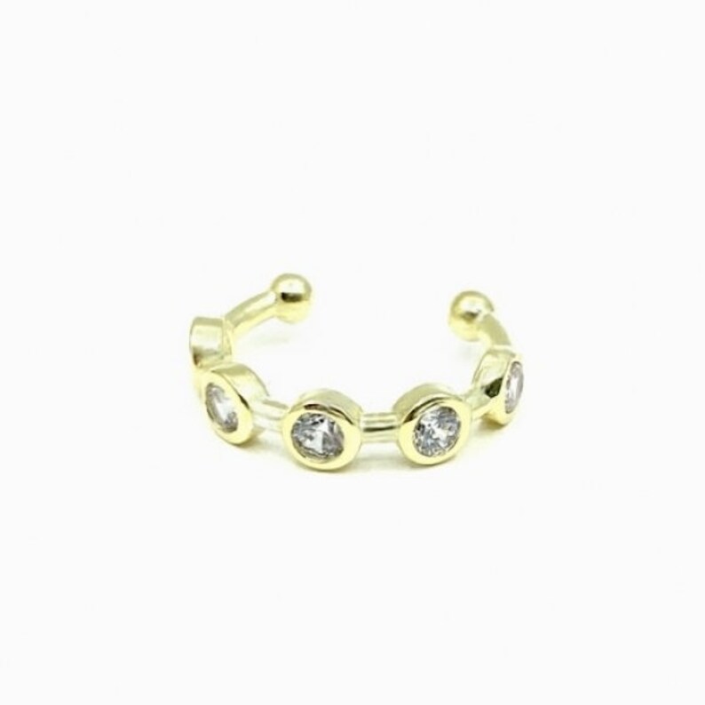 Bezel Stone Ear Cuff Round Stone Ear Cuff Dainty Ear Cuff 925 Sterling ...