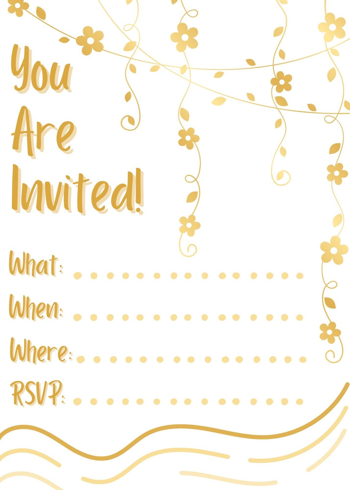 Boho Gold Party Invitation - Etsy