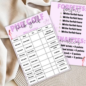 Girls Pub Golf Scorecard & Forfeit Cards | Hen Party Drinking Game ...