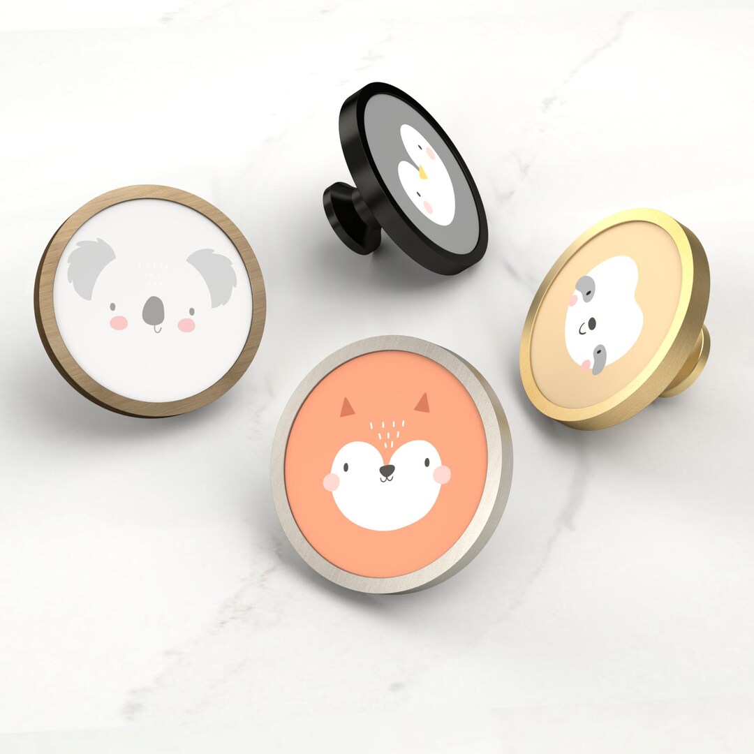 Nursery Animal Faces Decorative Drawer Door Cupboard Cabinet Knobs ...