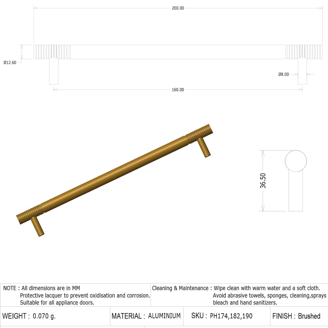 Antique Gold Cabinet Pull Bar Handles. Suitable for All Kitchen ...