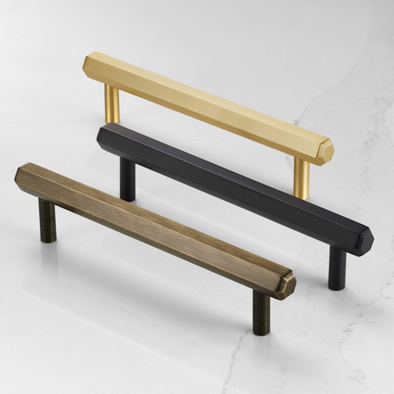 Hexagon Cabinet Pull Handles Modern Hardware T Bar Furniture - Etsy