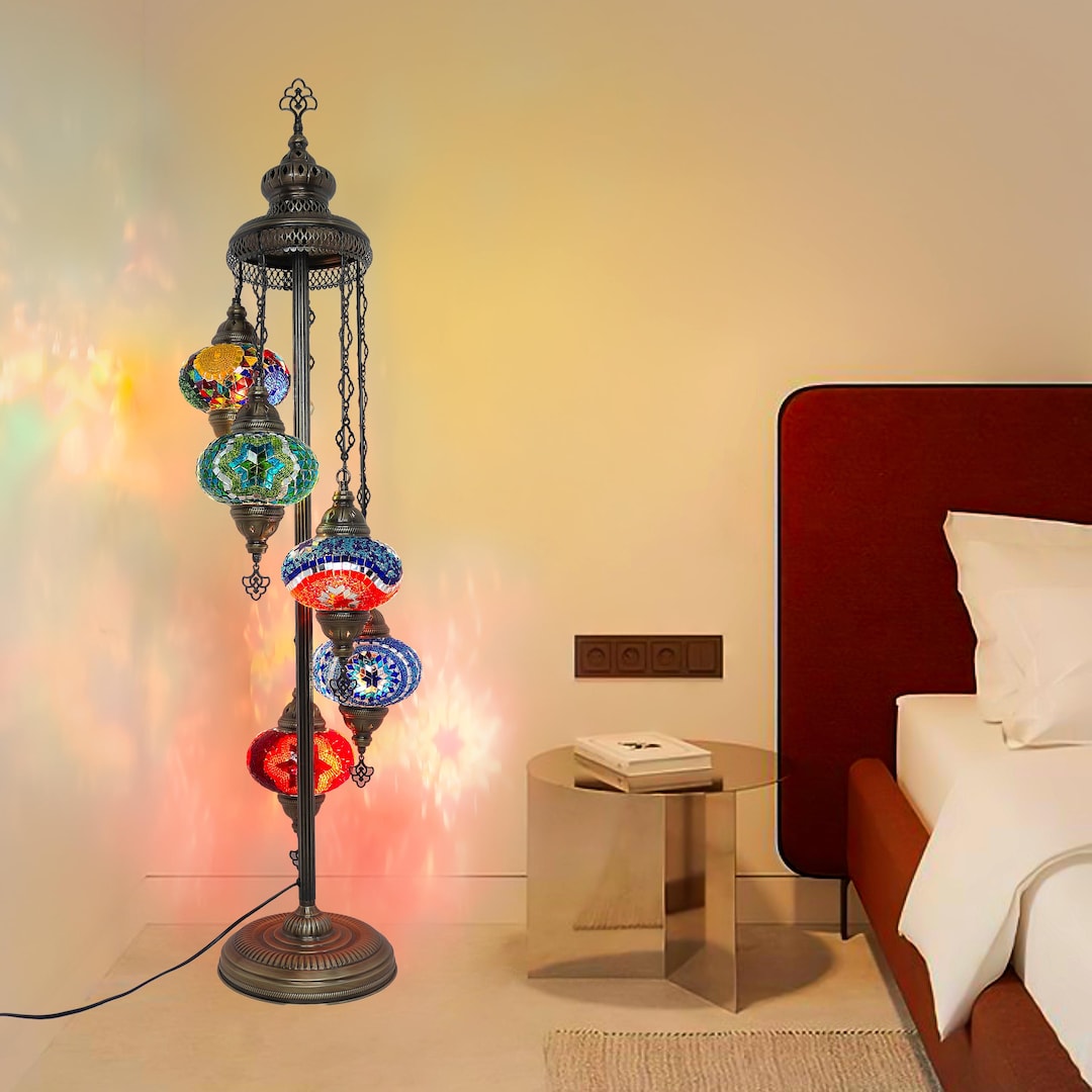 Mosaic Floor Lamp 5 Globes Unique Standing Lighting - Etsy