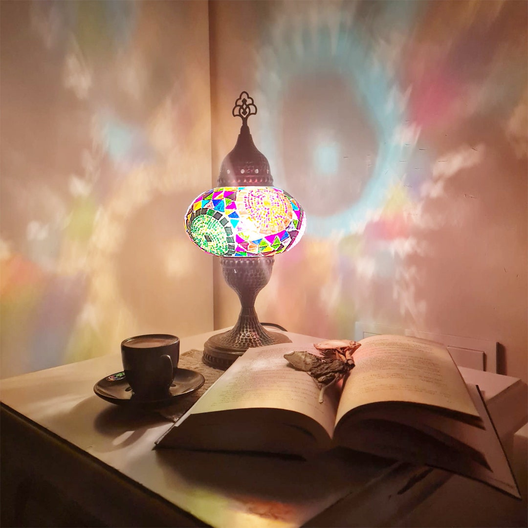 Turkish Mosaic Table Lamp: Stained Glass Moroccan Bedside Night Light ...
