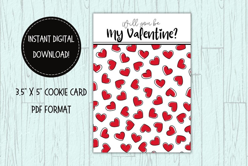 Valentines Day Printable Card 3.5” X 5” - Will You Be My Valentine ...
