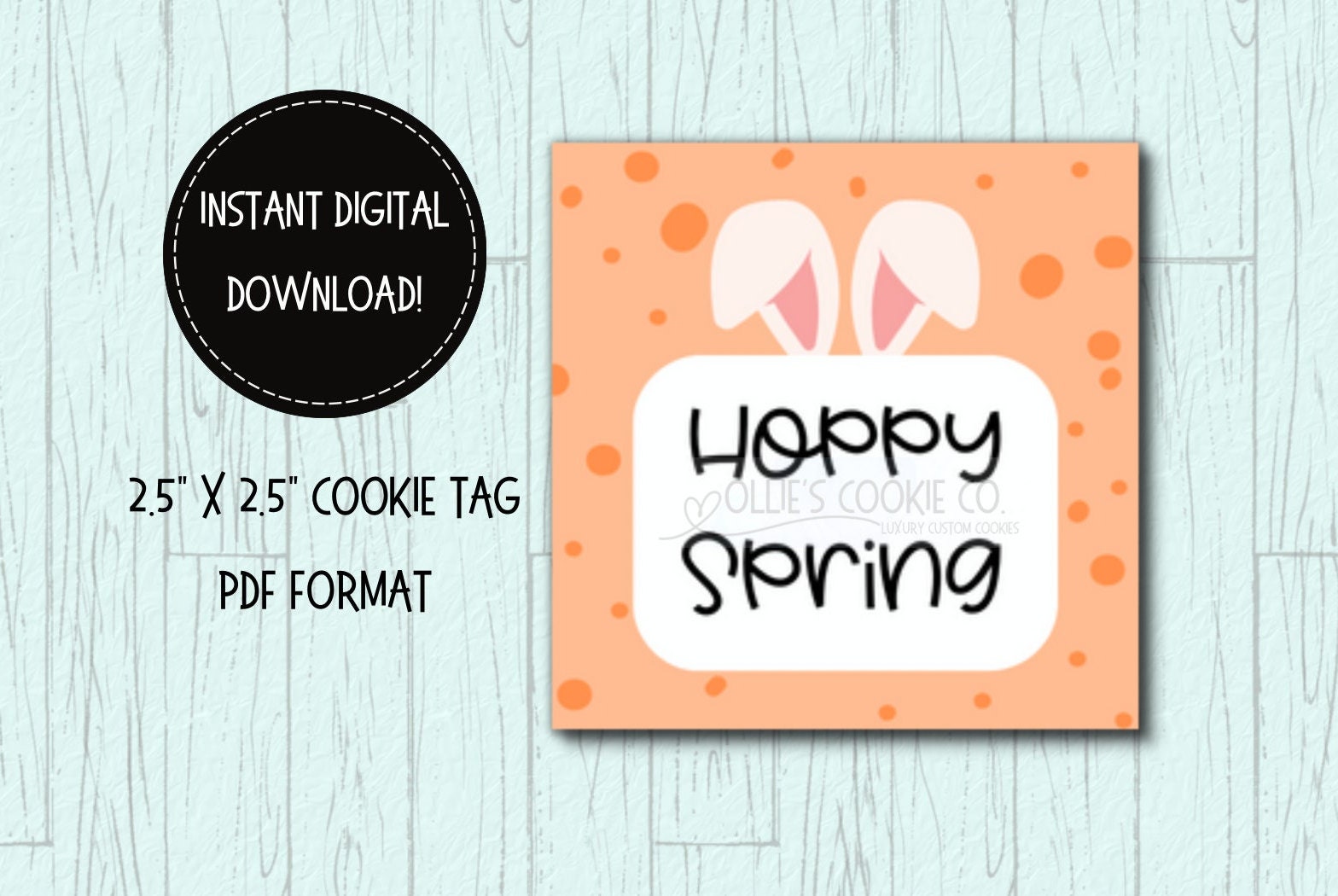 Printable Easter and Spring Tag 2.5 X 2.5 Hoppy Spring, Printable ...