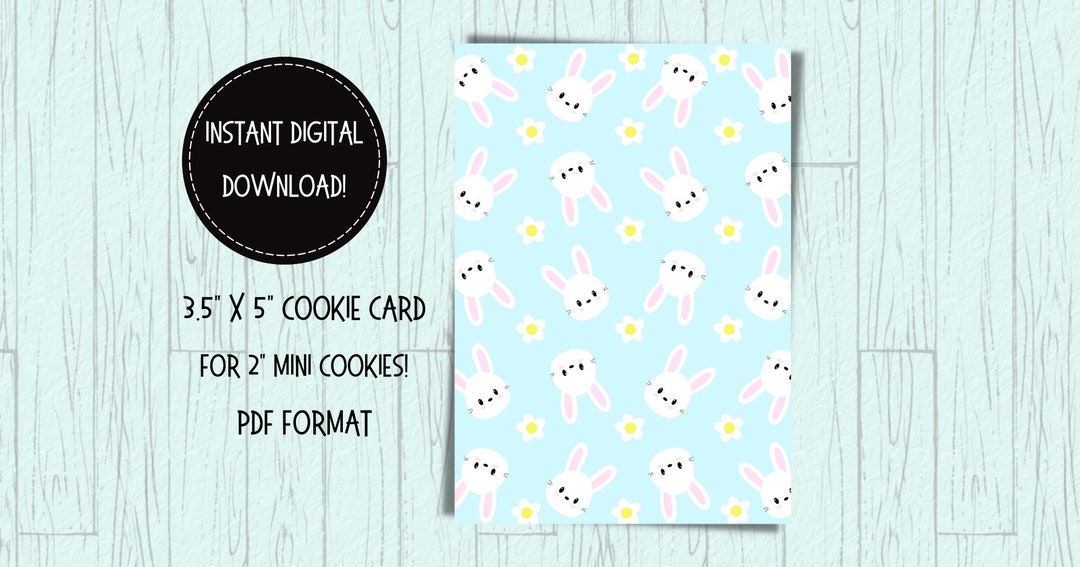 Printable Cookie Card, 3.5 X 5 Bunny Party, Printable Box Backer ...