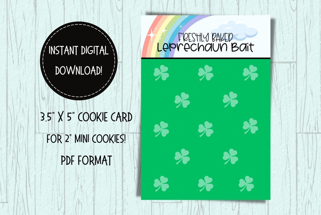 Printable St Patricks Day Cookie Card 3.5 X 5 Leprechaun Bait Cookie ...