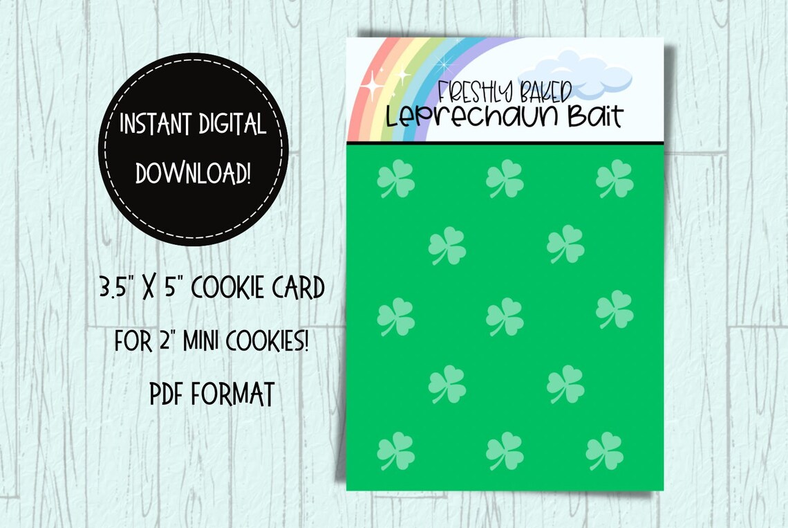 Printable St Patricks Day Cookie Card 3.5 X 5 Leprechaun Bait Cookie ...