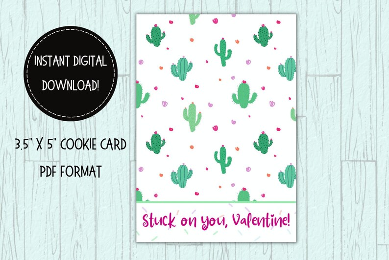 Valentines Day Printable Cookie Card 3.5” X 5” - Stuck on You ...