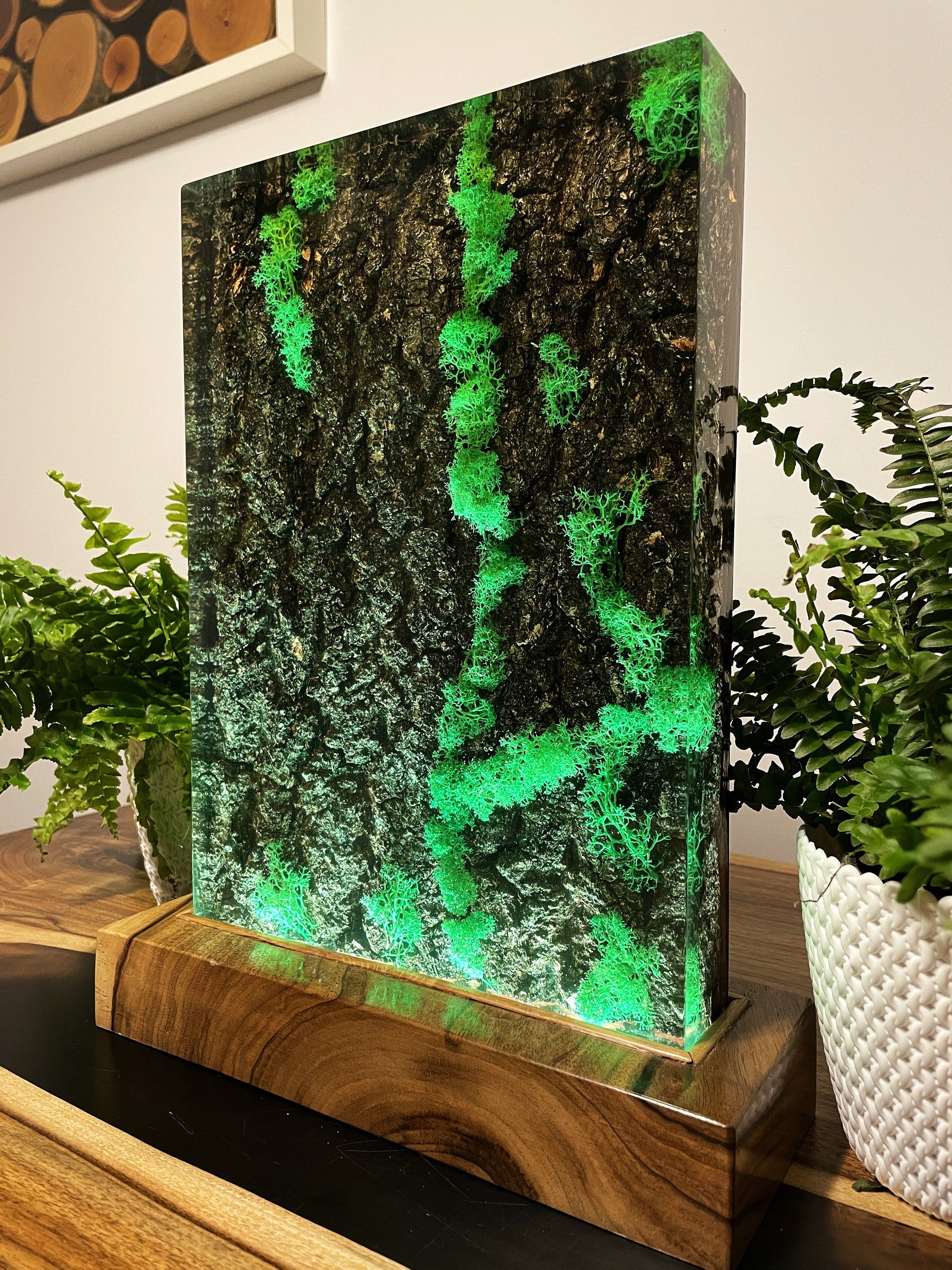 Led Lamp Made of Wood and Epoxy Resin, Gift Box - Etsy