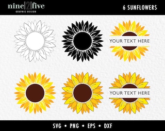 Sunflower SVG Bundle, Sunflower SVG, Flower Svg, Monogram Svg, Half ...