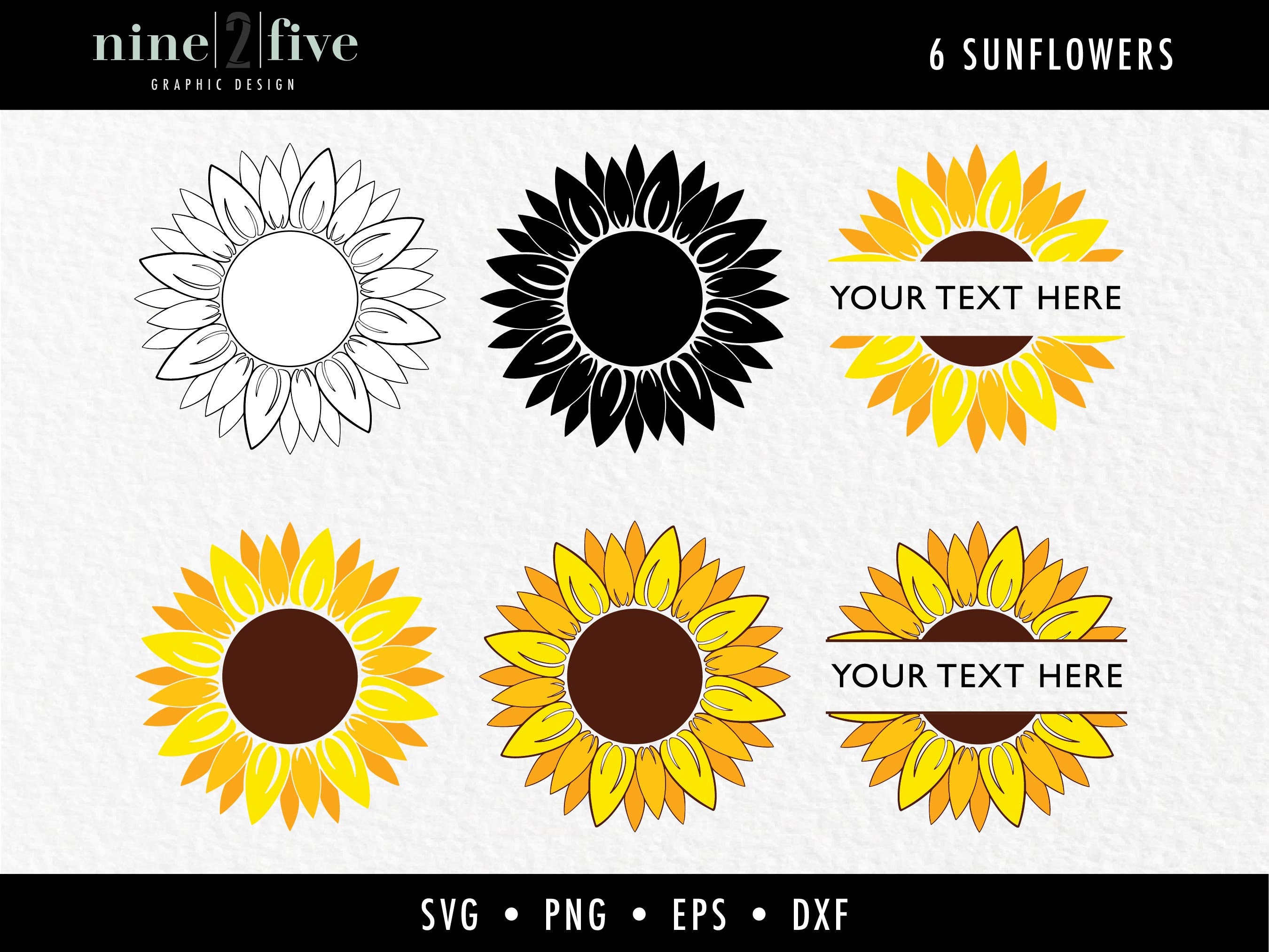 Sunflowers SVG, Flower SVG, Half Sunflower SVG, Sunflower Svg Files ...