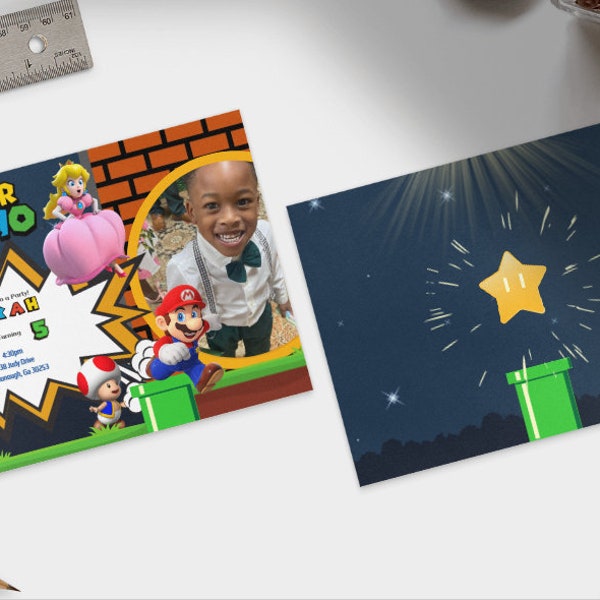 Super Mario 5th Birthday Invitation - Etsy UK