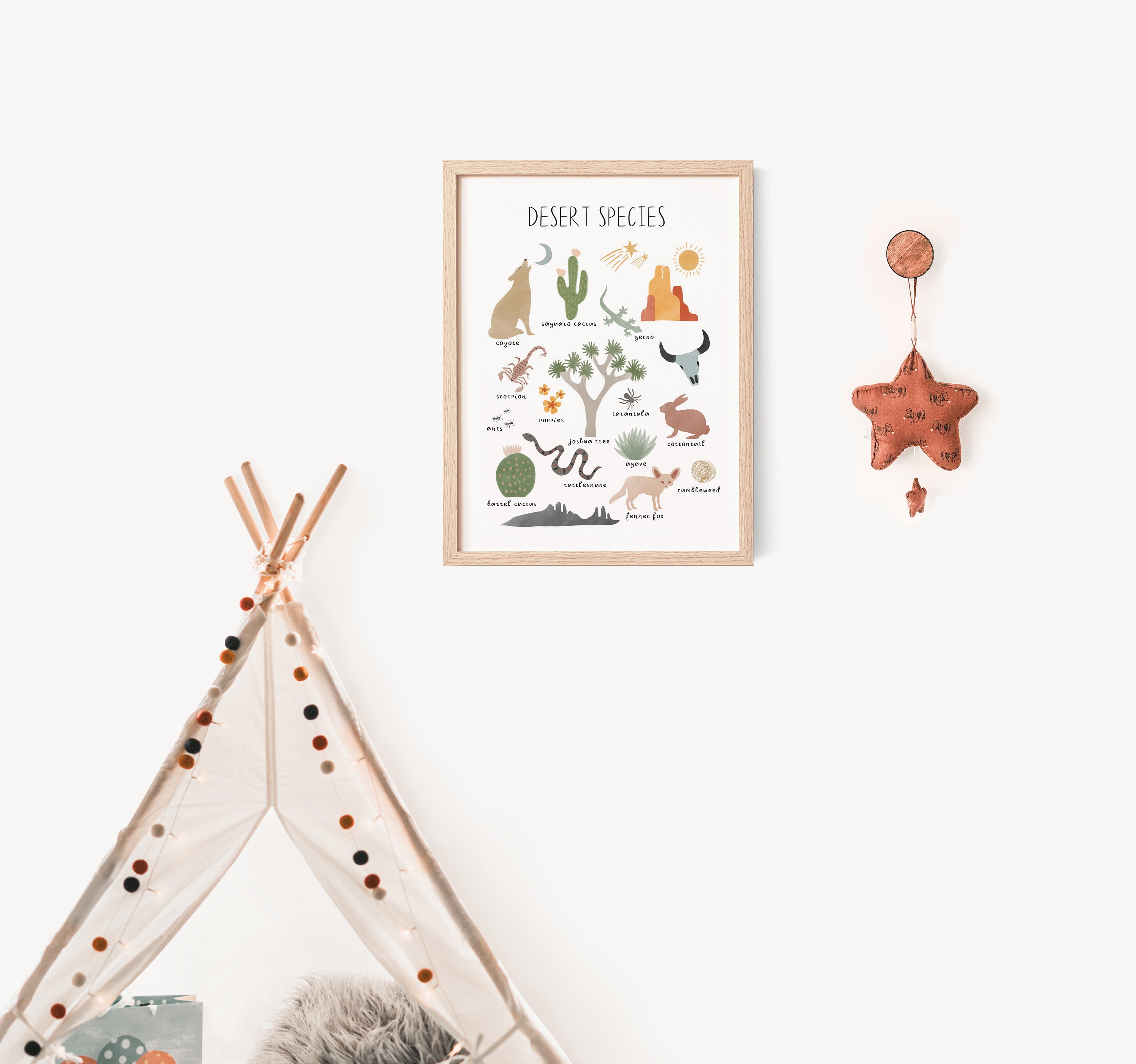 Boho Desert Print, Cactus Nursery Decor, Southwestern Wall Art, Desert ...