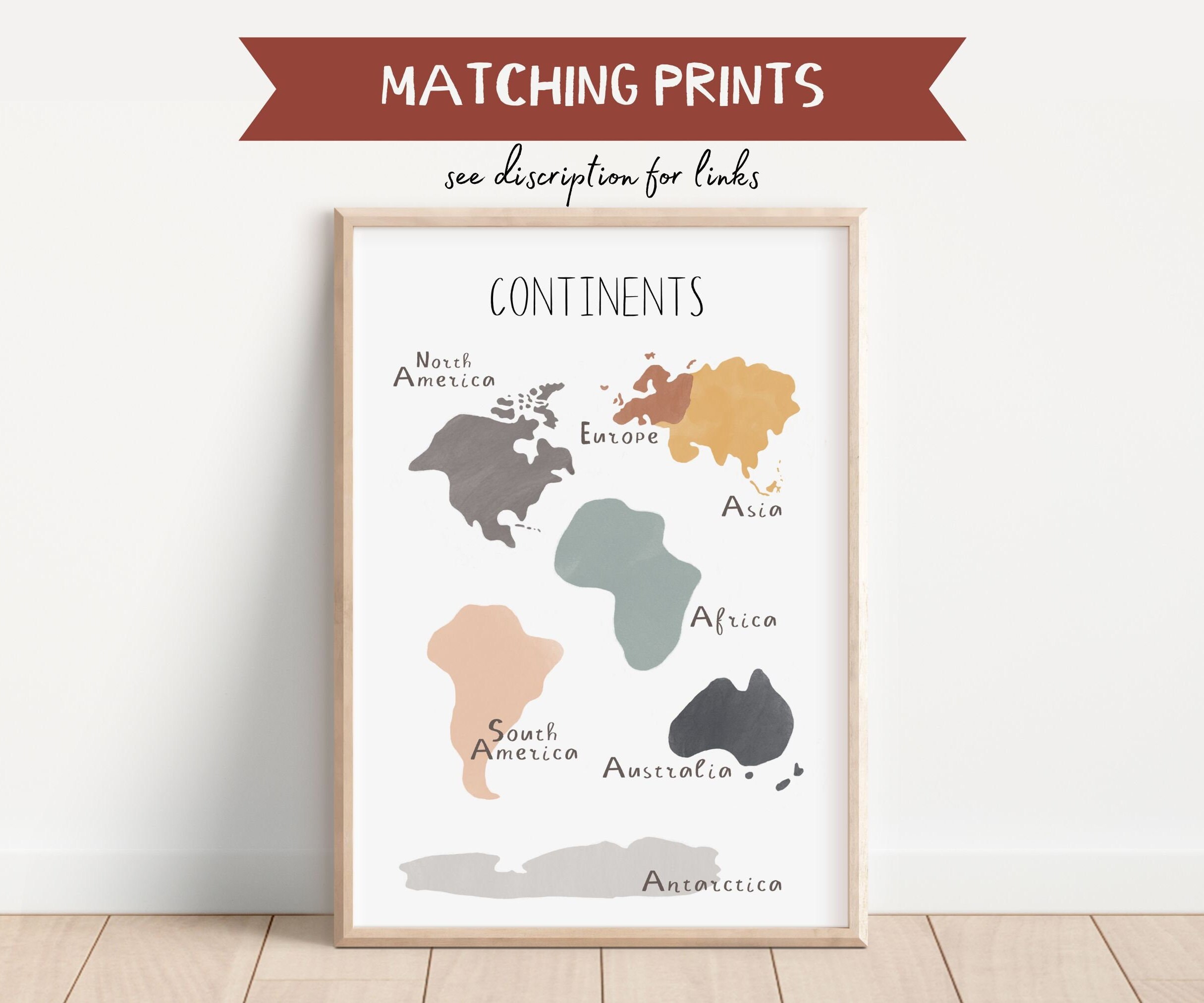 Continent Flashcards Montessori Flashcards Preschool Cards - Etsy