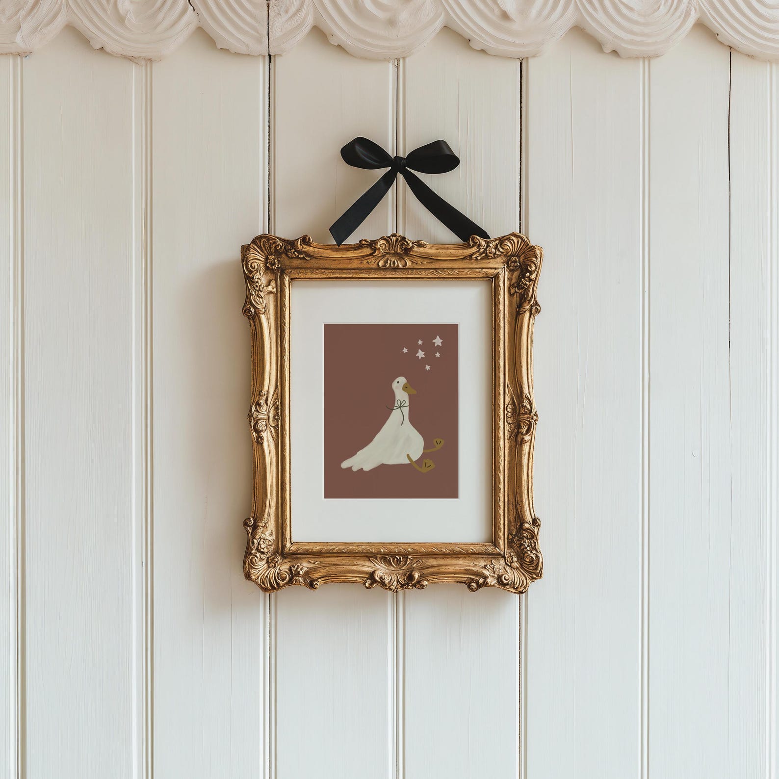 Silly Goose Nursery Wall Art With Coquette Bow, Vintage Goose Print ...