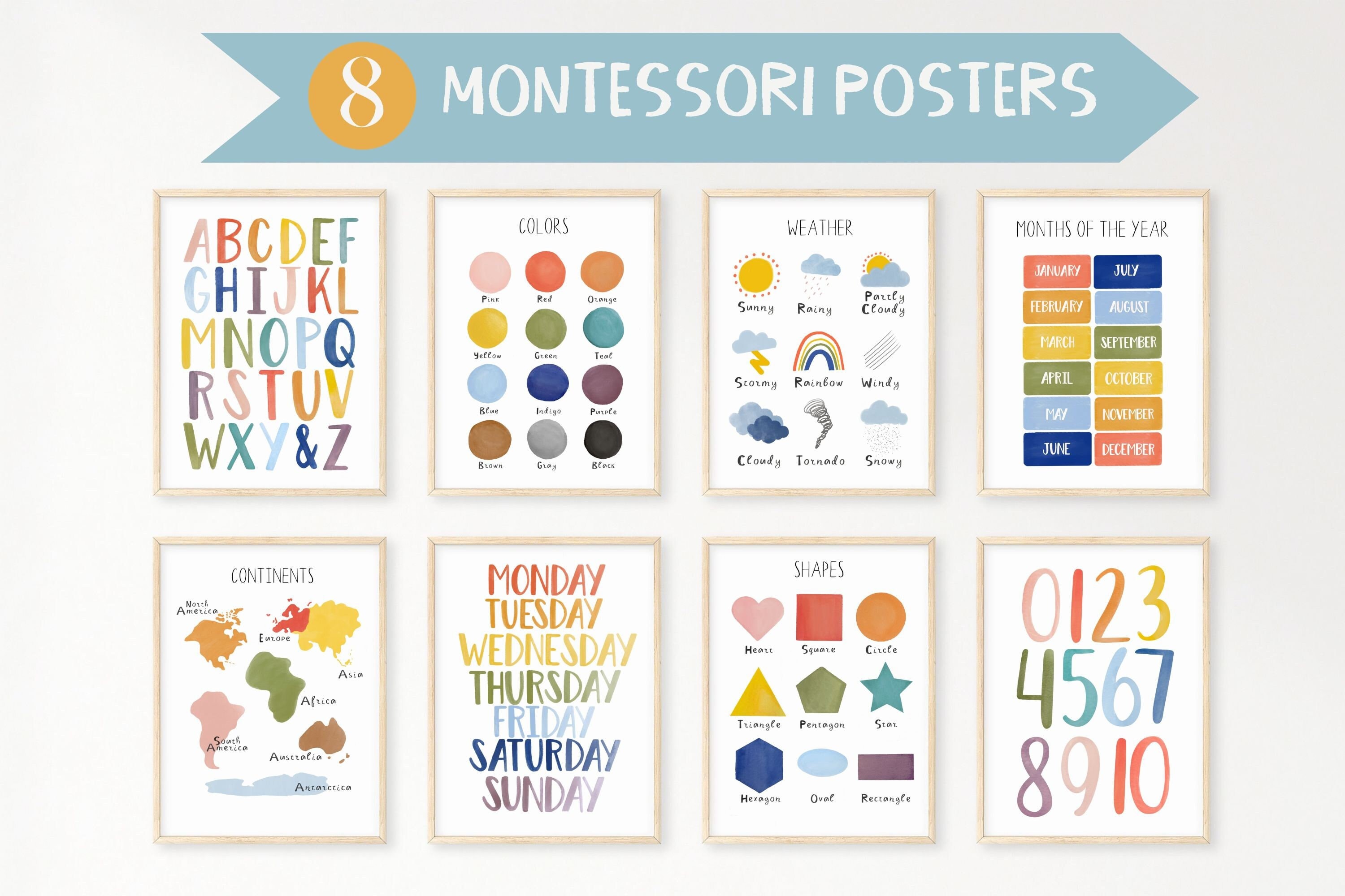 Set of Montessori Posters 8 Educational Printables - Etsy