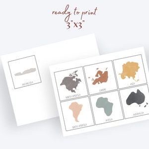 Continent Flashcards, Montessori Flashcards, Preschool Cards, Toddler ...